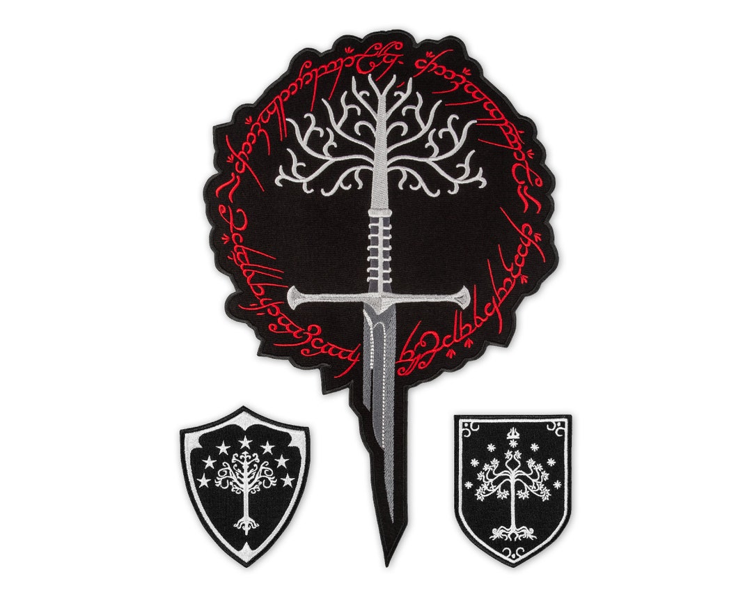 White Tree Sword & Shield Patch, Embroidered Fantasy Emblem for Cosplay ...