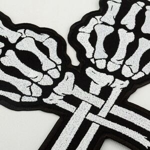 Skeleton Rock on Hands Large Patch, Horns Up, Biker's Embroidered Back ...