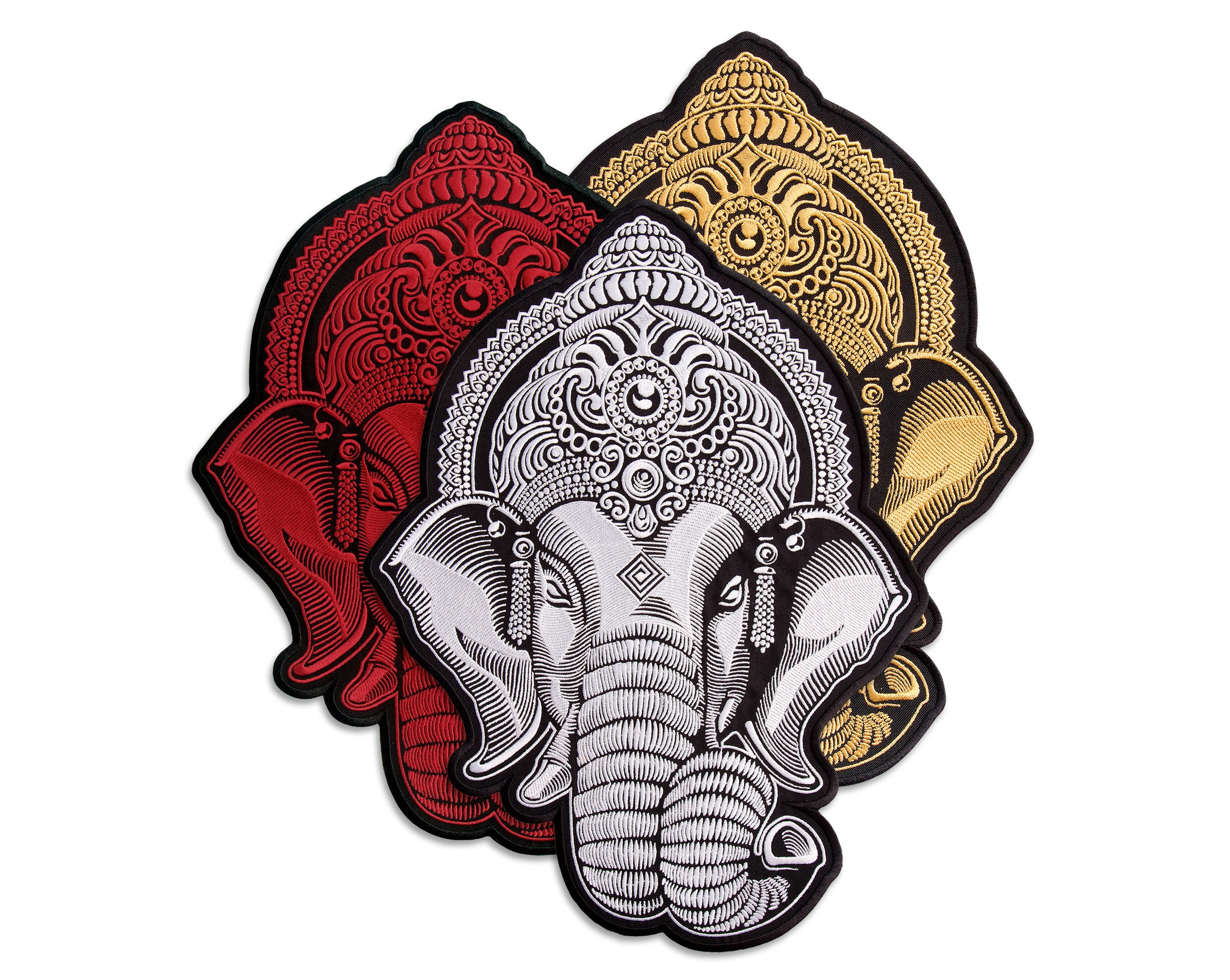 Large Ganesha Patch Hindu Golden Red and White Indian - Etsy