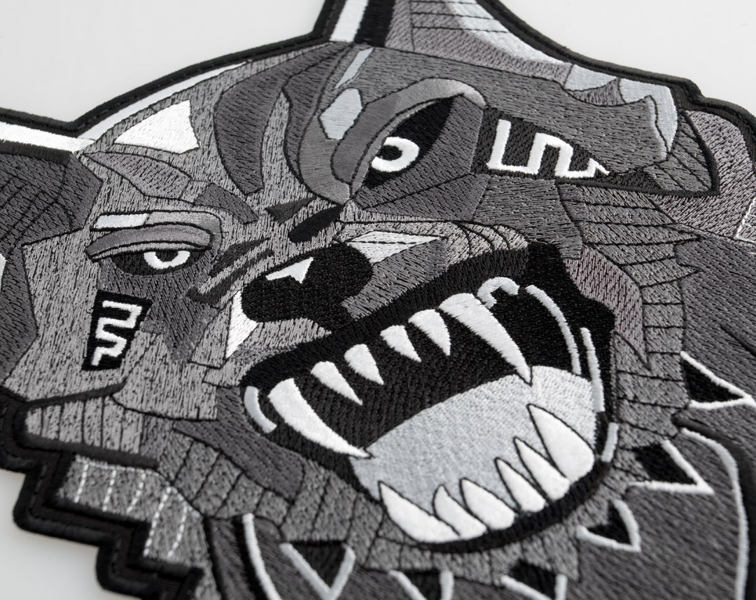 Danger Wolf Large Patch, Biker Back Jacket Wolf Toothy Face Emblem ...