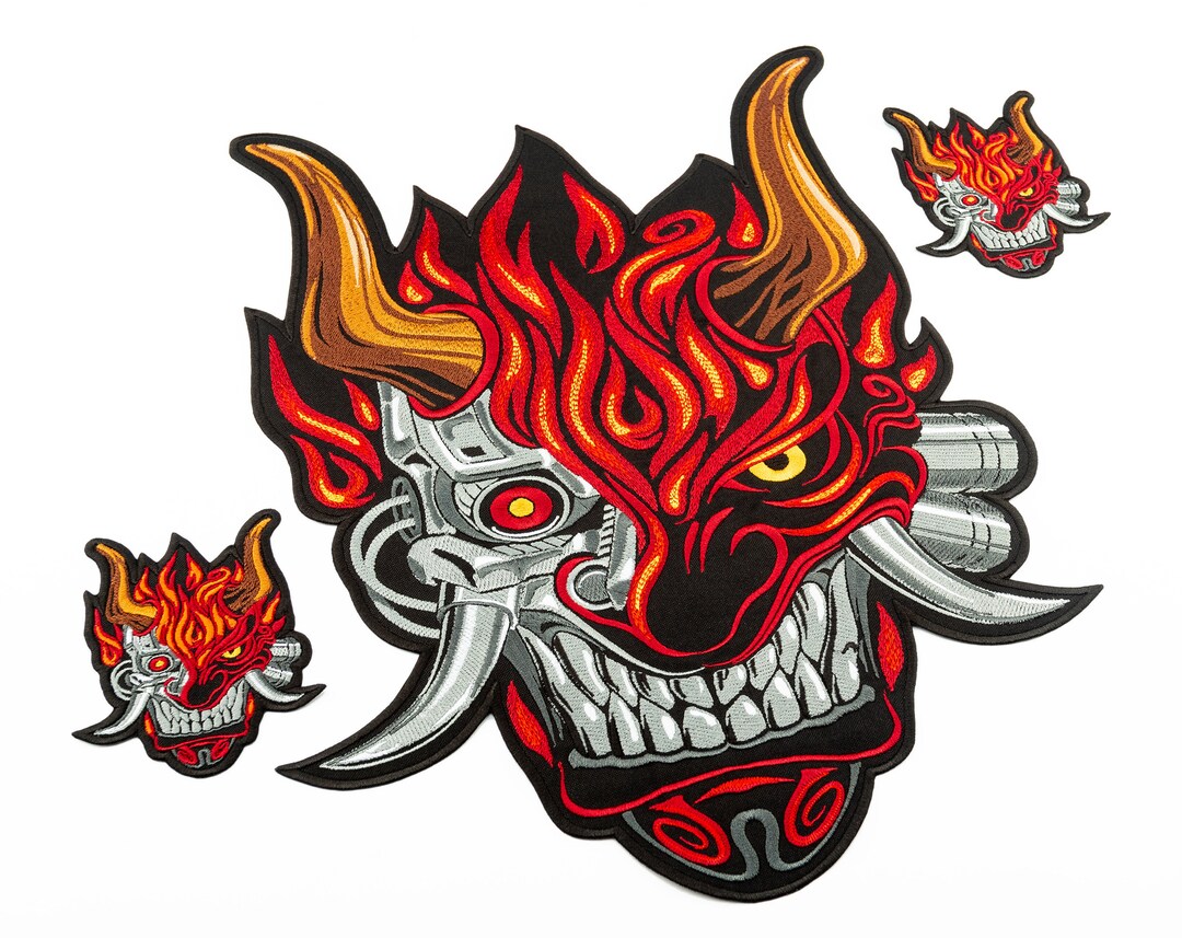 Cyberpunk Demon Large Back Patch, Oni Samurai Devil, Japanese Art ...