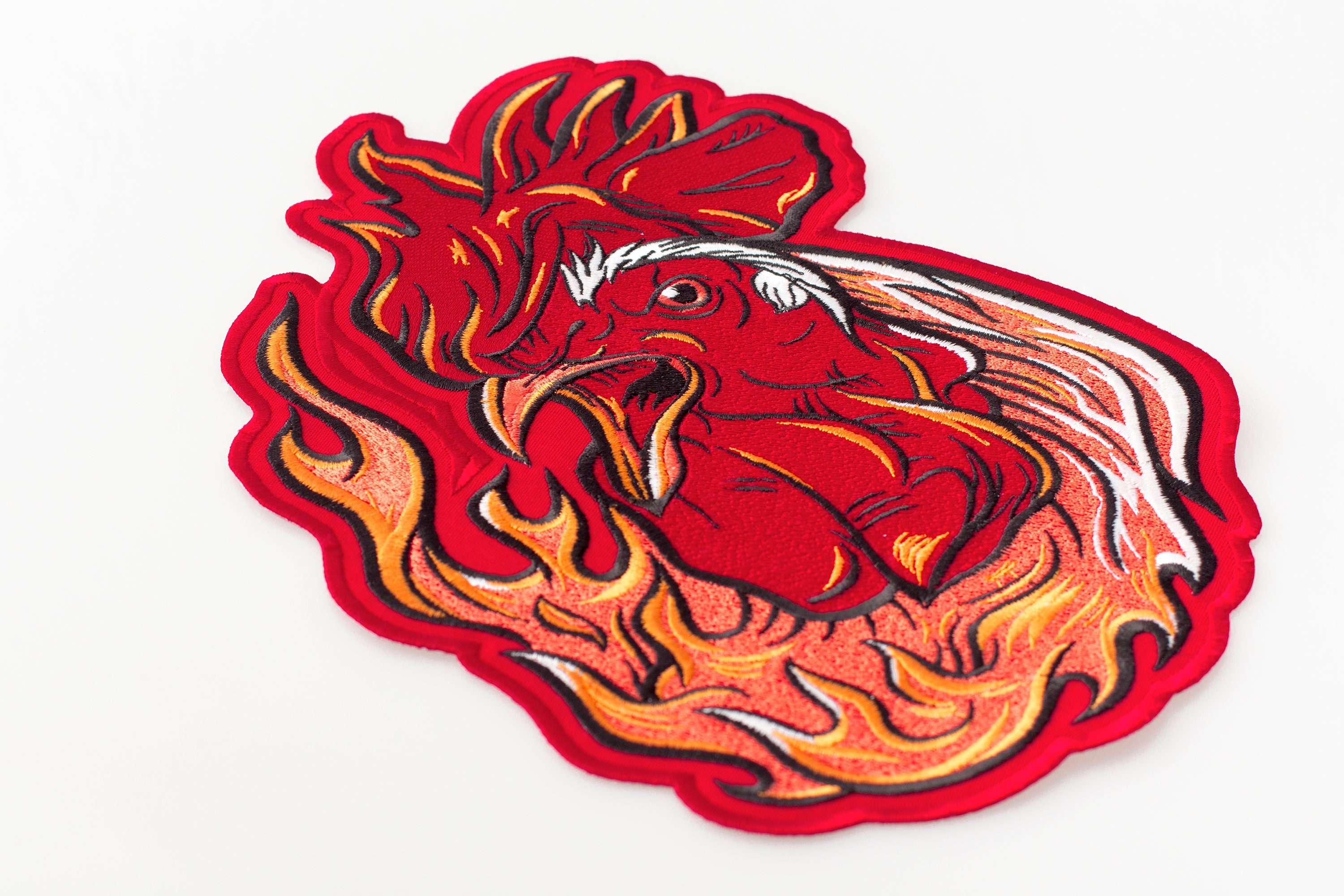 Rooster Large Patch Biker Back Jacket Embroidered Red Bird - Etsy