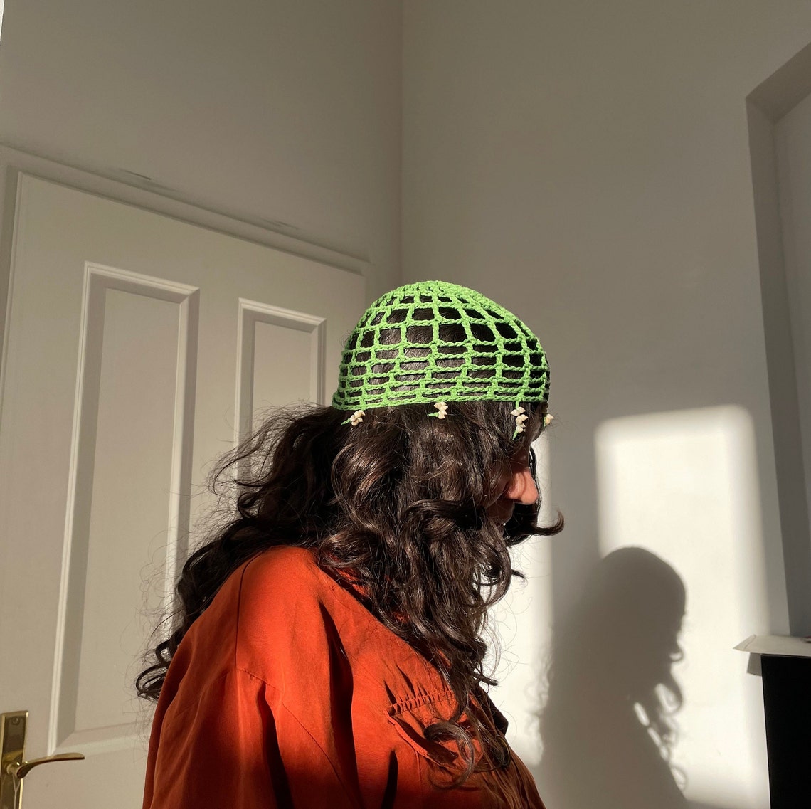 Crochet Hat Fishnet Festival Hat Green Mesh Look Y2k Hat - Etsy