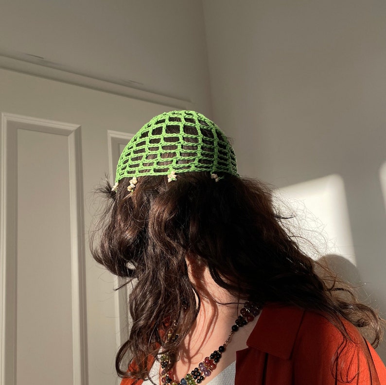 Crochet Hat Fishnet Festival Hat Green Mesh Look Y2k Hat - Etsy