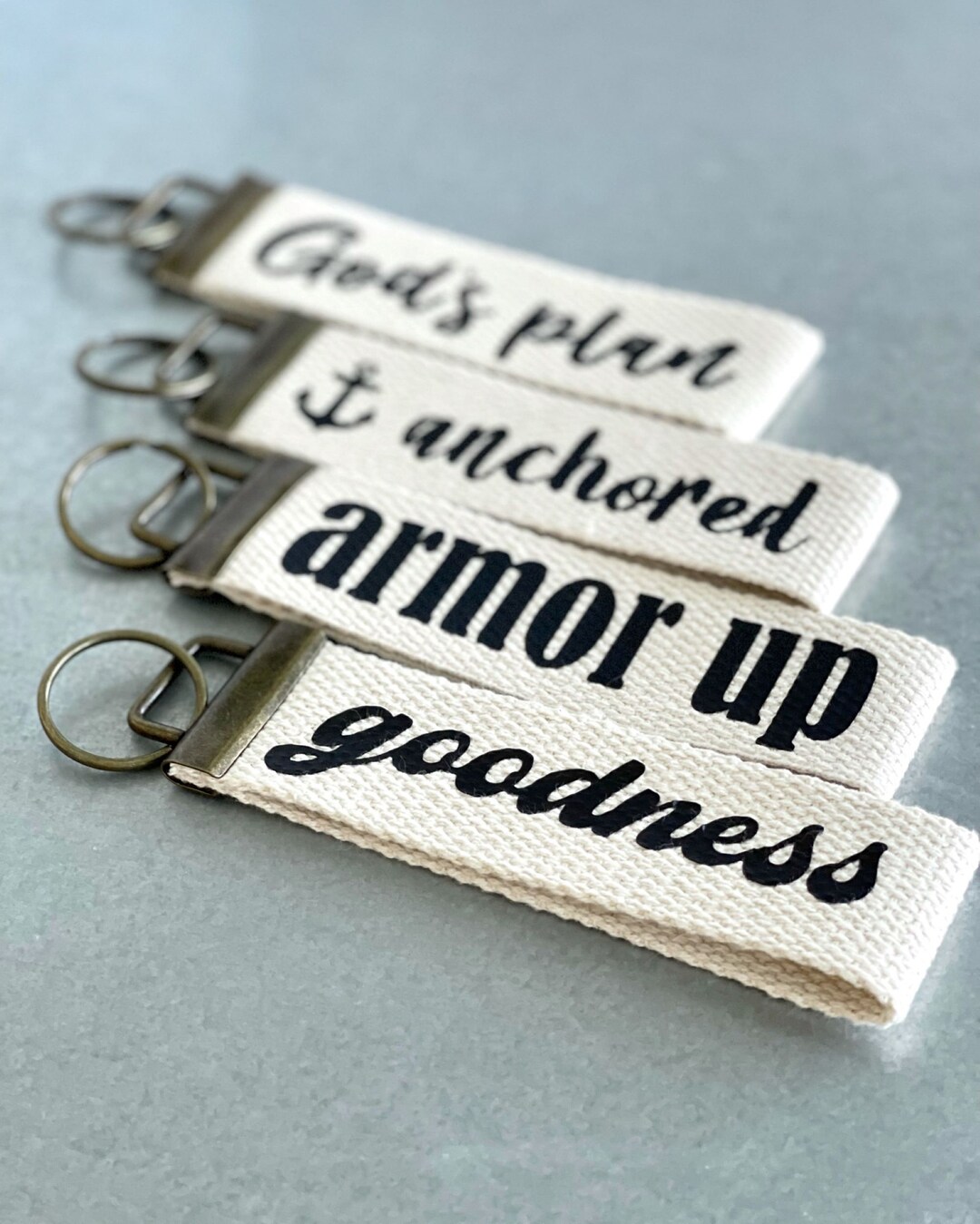 ARMOR UP Keychain, Encouraging Keychain, Canvas Key Wristlet, Key Fob ...