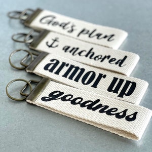 GOD'S PLAN Keychain, Encouraging Keychain, Canvas Key Wristlet, Key Fob ...