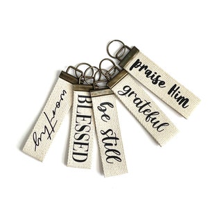 WORTHY Keychain, Encouraging Keychain, Canvas Key Wristlet, Key Fob ...