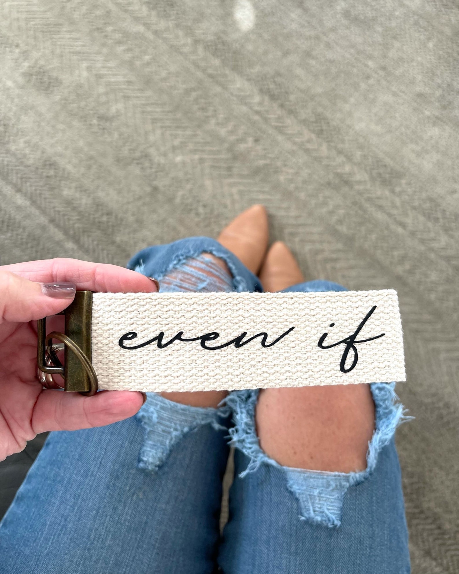 EVEN IF Key Chain Encouraging Key Chain Canvas Key Wristlet | Etsy