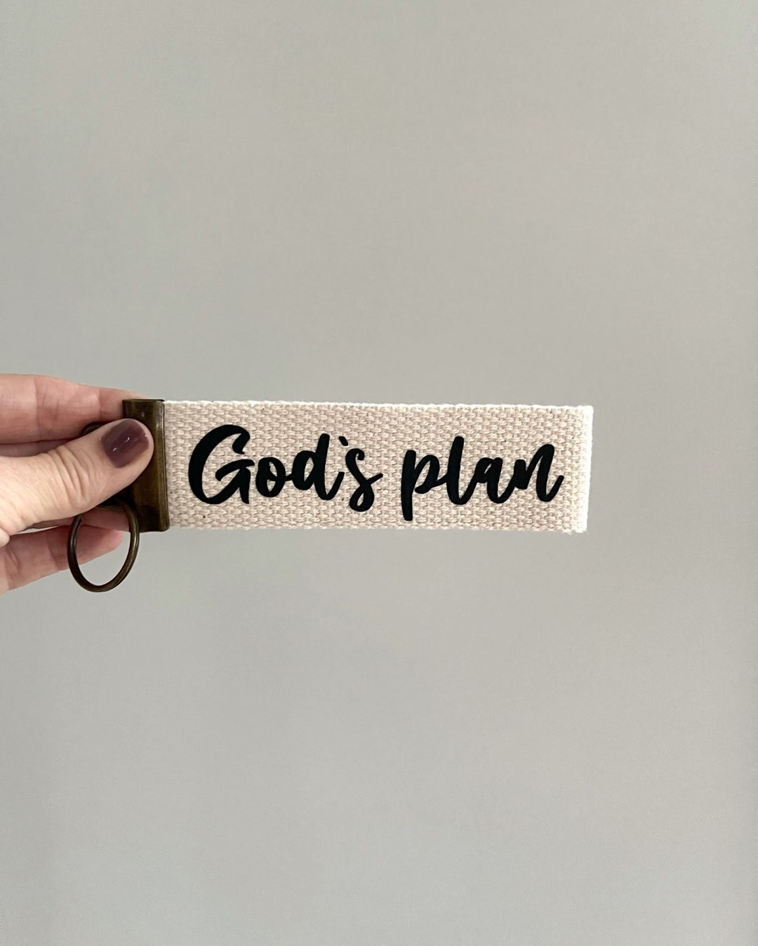GOD'S PLAN Keychain, Encouraging Keychain, Canvas Key Wristlet, Key Fob ...
