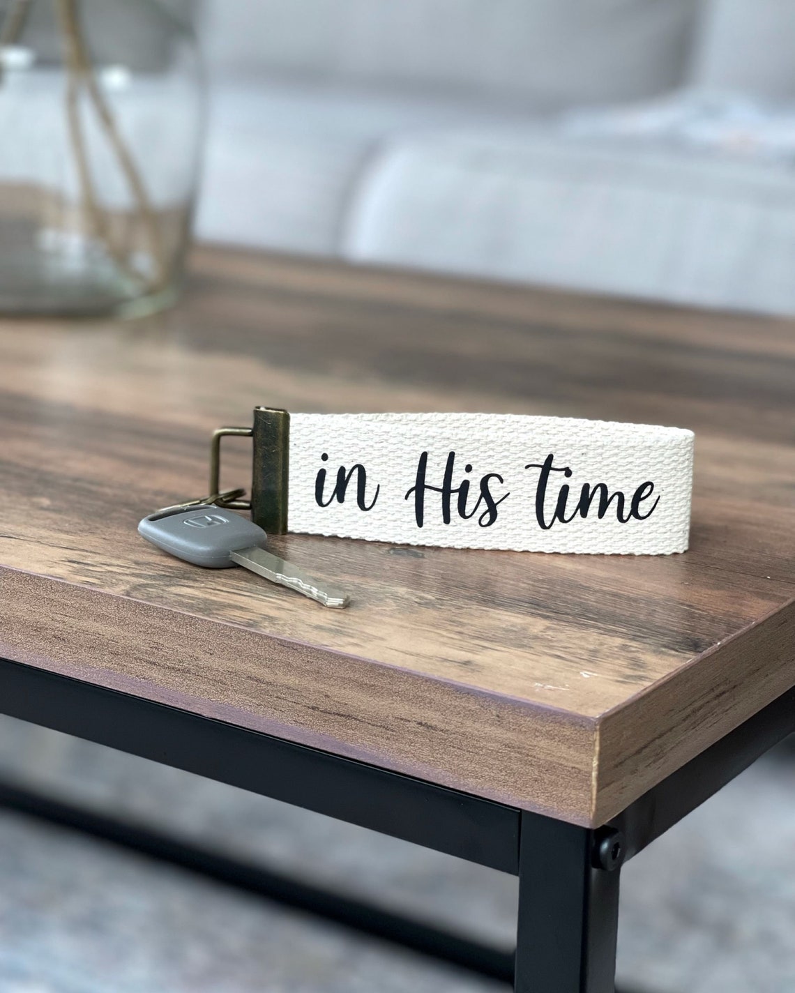 IN HIS TIME Key Chain Encouraging Key Chain Canvas Key - Etsy