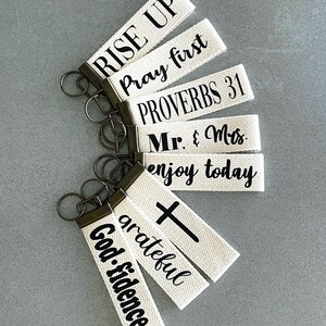 CUSTOME BIBLE VERSE Keychain, Encouraging Keychain, Canvas Key Wristlet ...