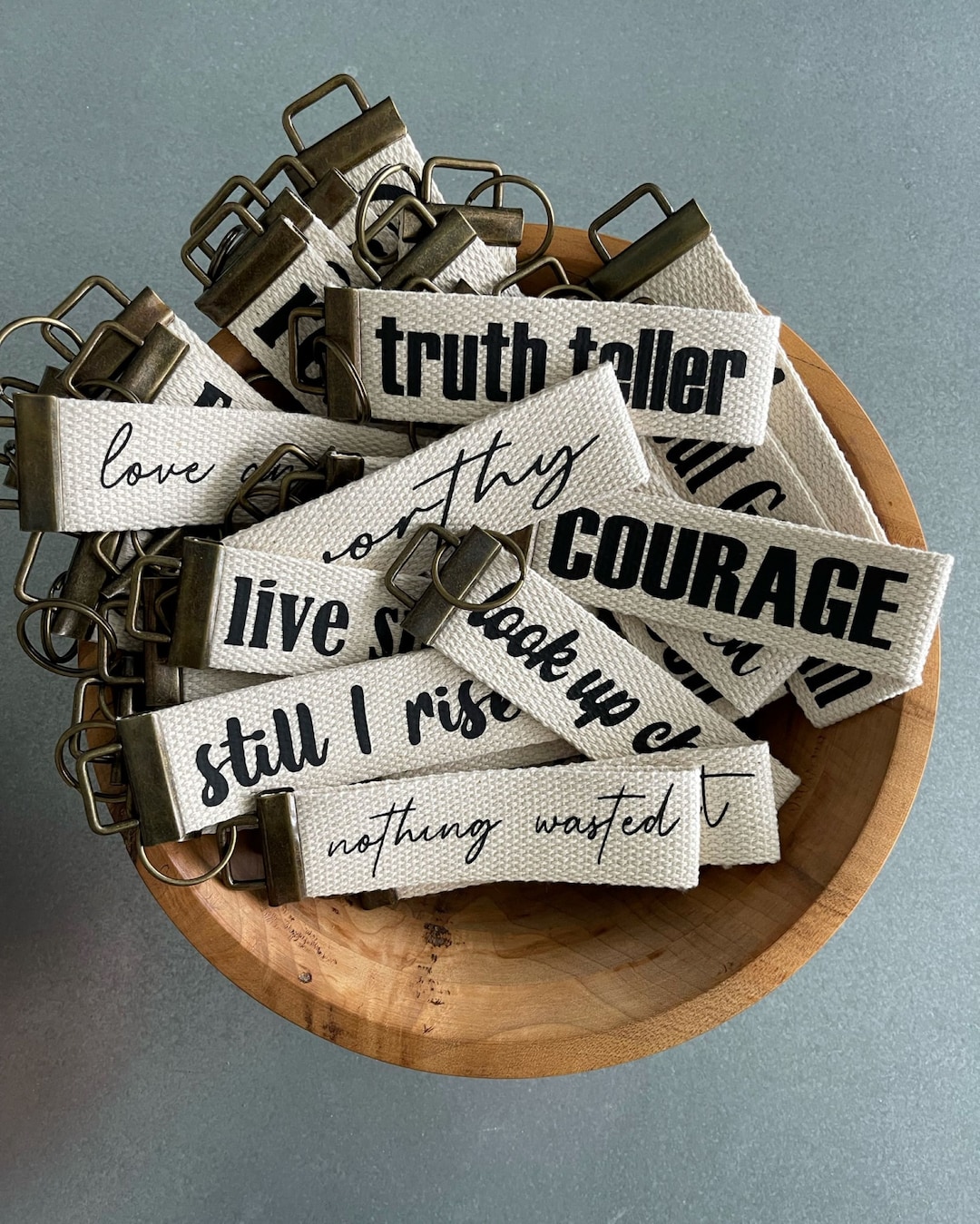 NOTHING WASTED Keychain, Encouraging Keychain, Canvas Key Wristlet, Key ...