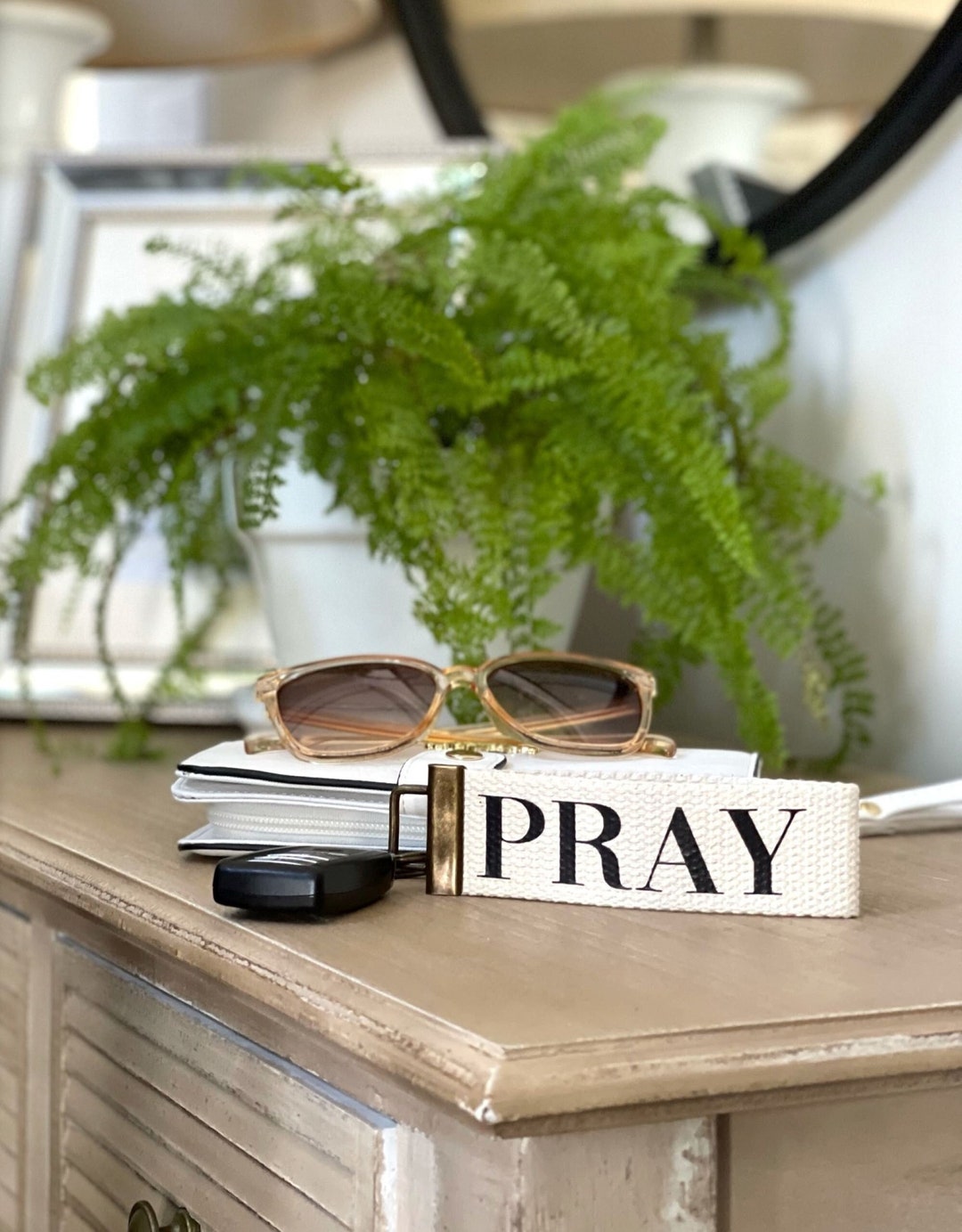 PRAY Keychain, Encouraging Keychain, Canvas Key Wristlet, Key Fob ...