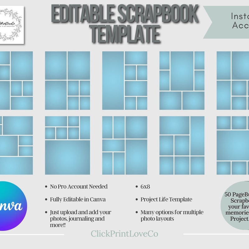Scrapbook Templates - Etsy