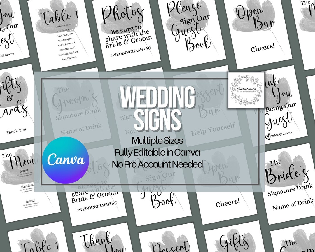 Wedding Sign Bundle, Wedding Décor, Wedding Sign Template, Table Top ...