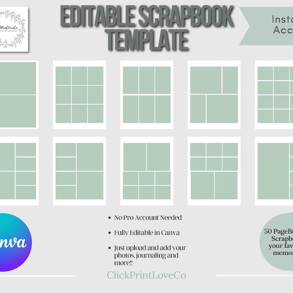Scrapbook Templates - Etsy