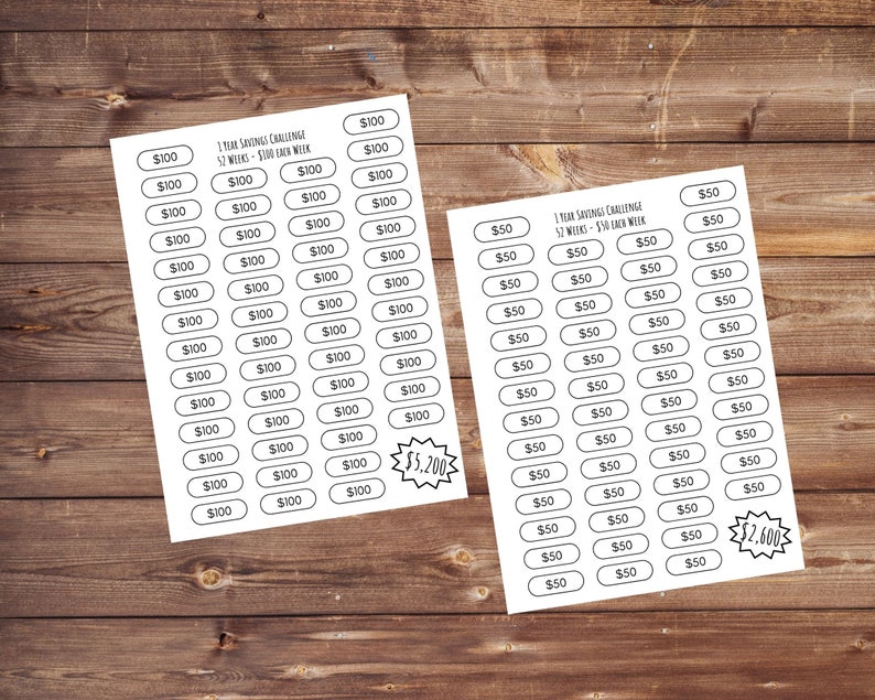 52 Week Savings Challenge Printable Savings Challenge - Etsy