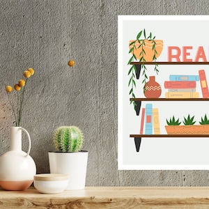 Boho Classroom Read Plant Bookshelf Poster, Motivational Elementary ...
