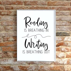 Reading is Breathing in Writing is Breathing Out Quote Poster ...