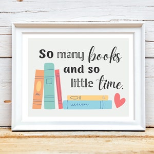 So Many Books so Little Time Quote Reading Poster, Boho Classroom Books ...