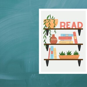 Boho Classroom Read Plant Bookshelf Poster, Motivational Elementary ...