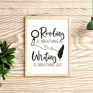 Reading is Breathing in Writing is Breathing Out Quote Poster ...