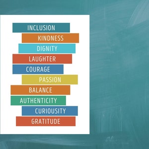 Classroom Values Colorful Book Stack Poster, Kind, Positive Reading ...
