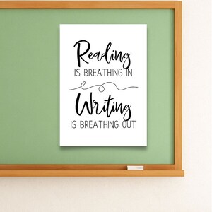 Reading is Breathing in Writing is Breathing Out Quote Poster ...