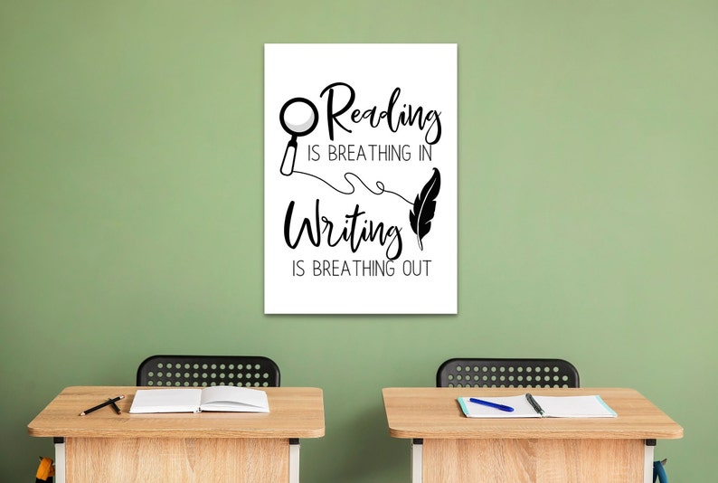 Reading is Breathing in Writing is Breathing Out Quote Poster ...