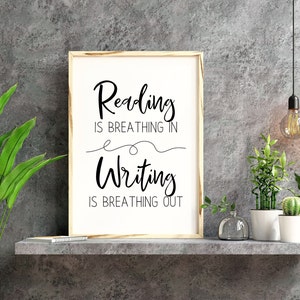 Reading is Breathing in Writing is Breathing Out Quote Poster ...