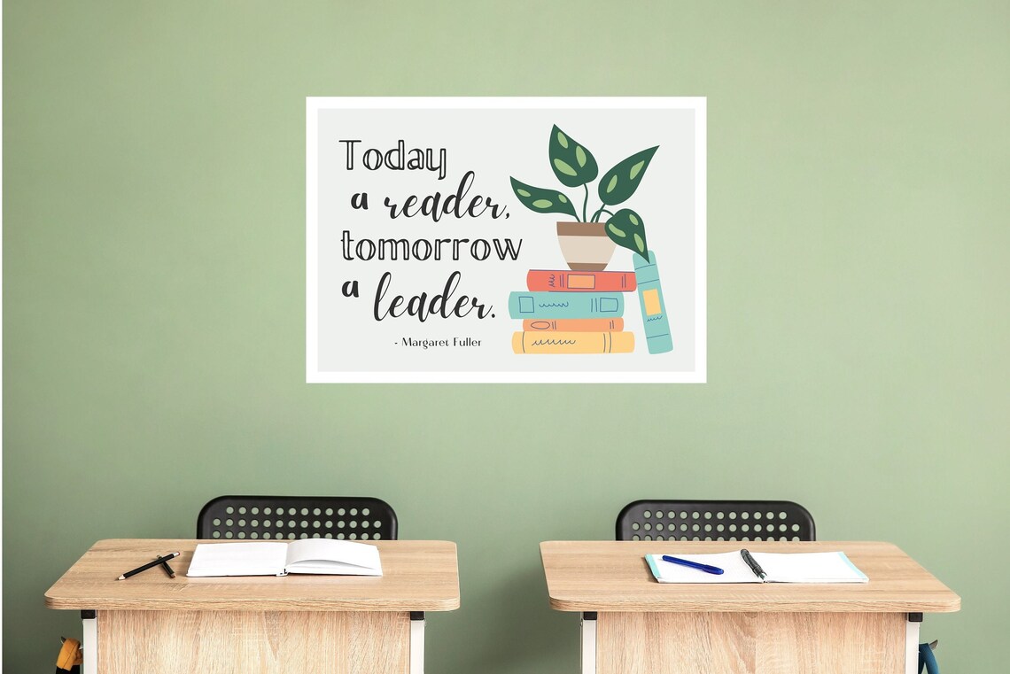 Today a Reader Tomorrow a Leader Quote Poster Boho Classroom - Etsy