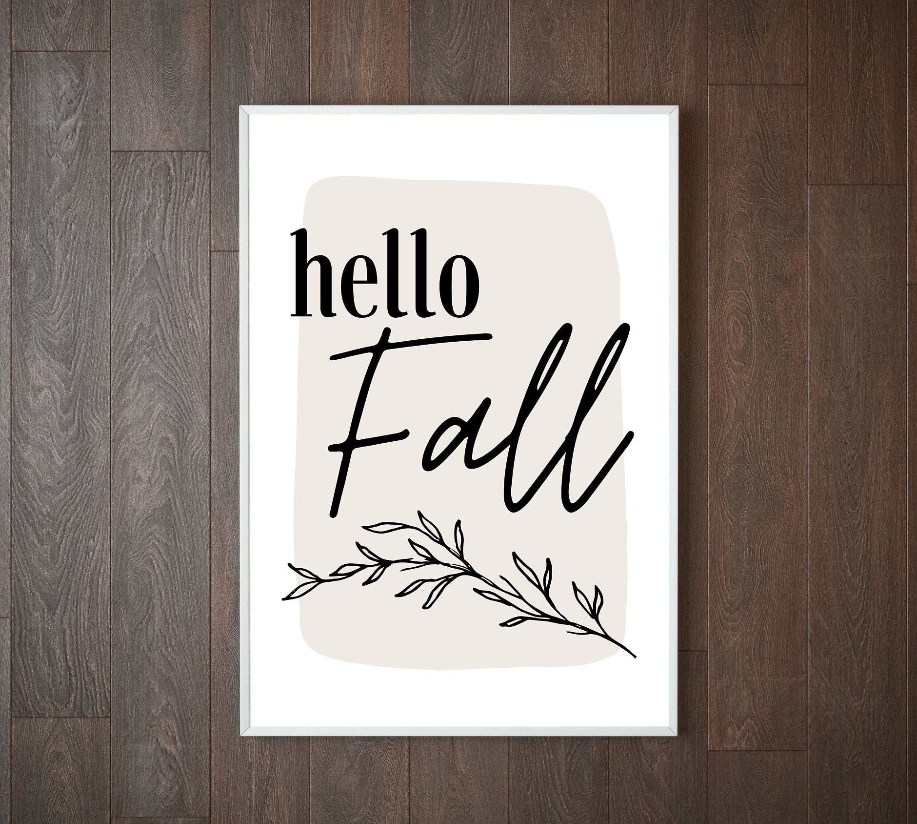 Boho Hello Fall Neutral Botanical Quote Print Minimalist - Etsy