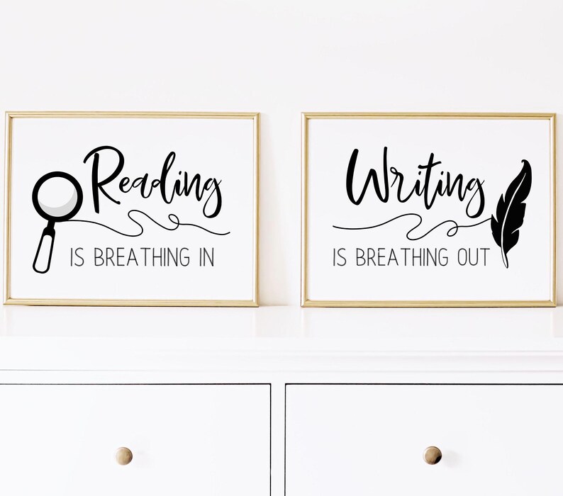 Reading is Breathing in Writing is Breathing Out Quote Set, Horizontal ...