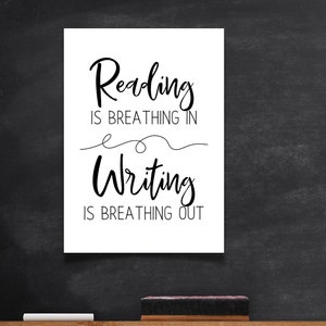 Reading is Breathing in Writing is Breathing Out Quote Poster ...