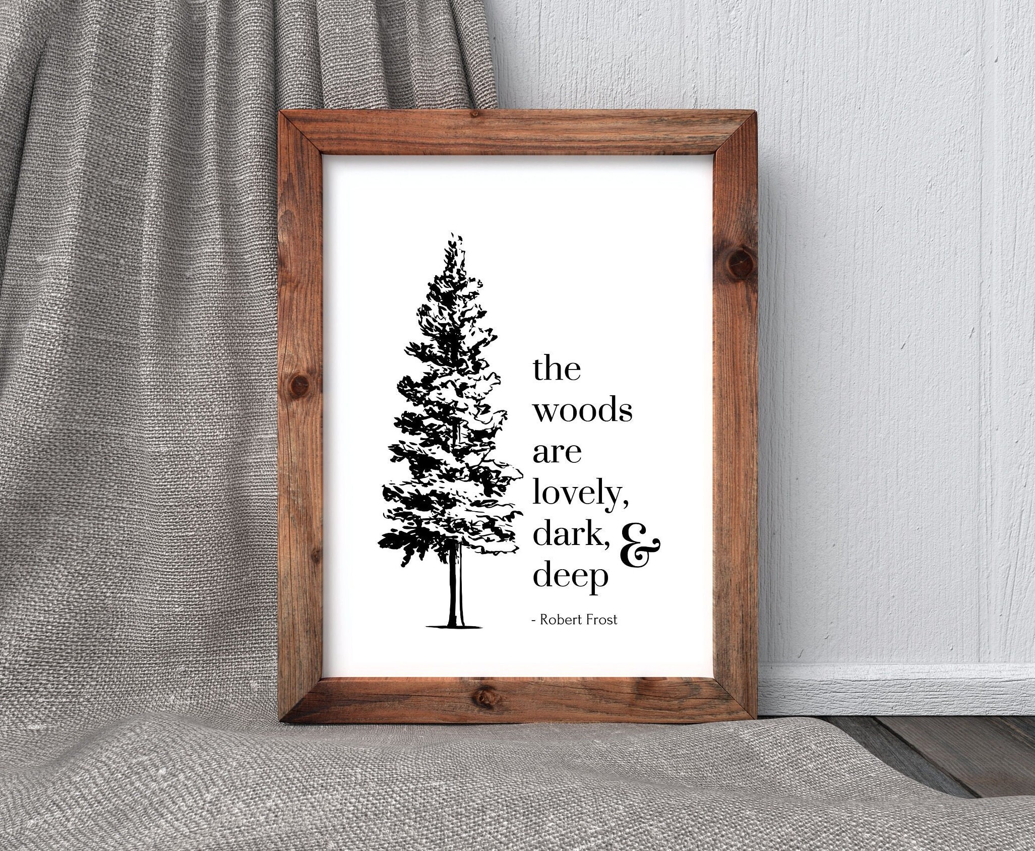 Minimal Robert Frost Poem Stopping by the Woods Literary Art, Christmas ...