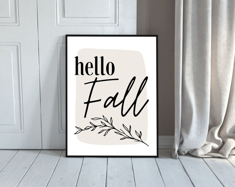 Boho Hello Fall Neutral Botanical Quote Print Minimalist - Etsy