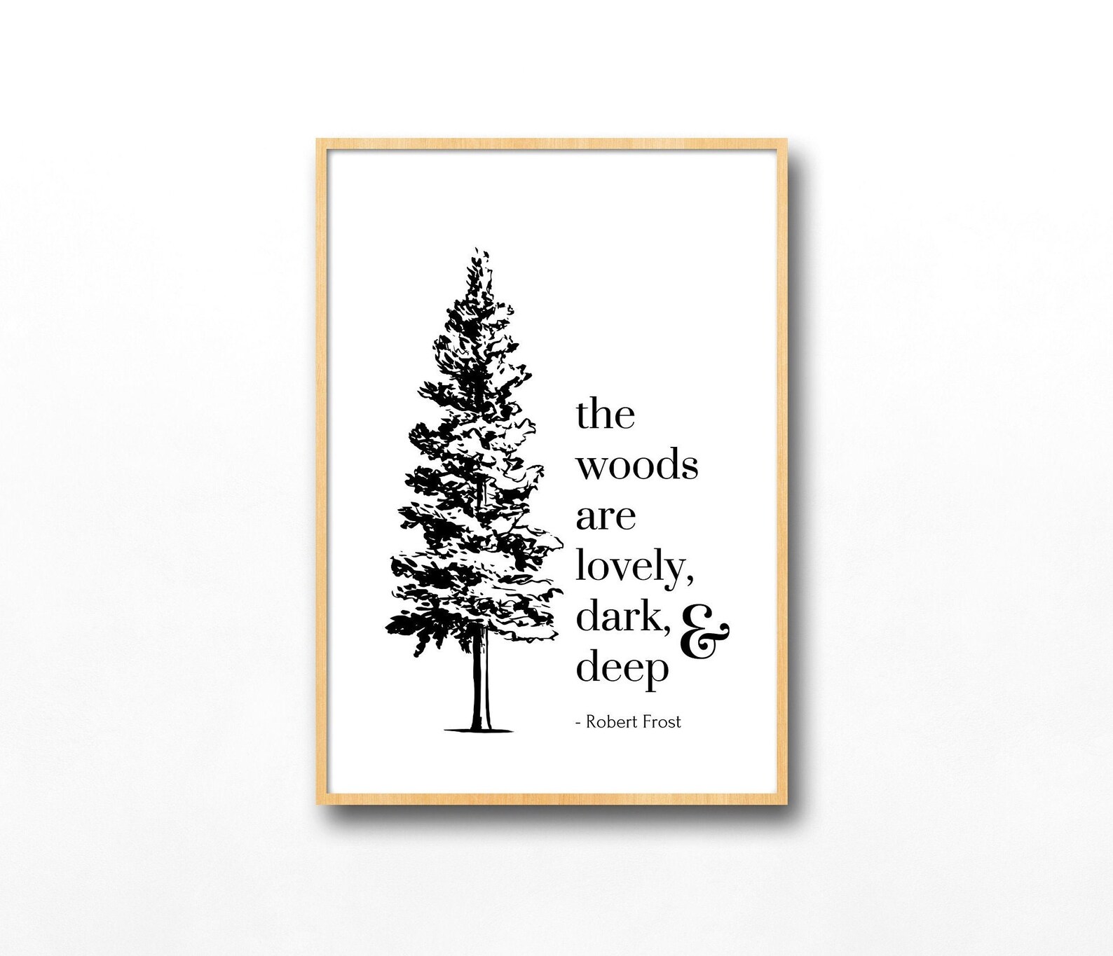 Minimal Robert Frost Poem Stopping by the Woods Literary Art - Etsy