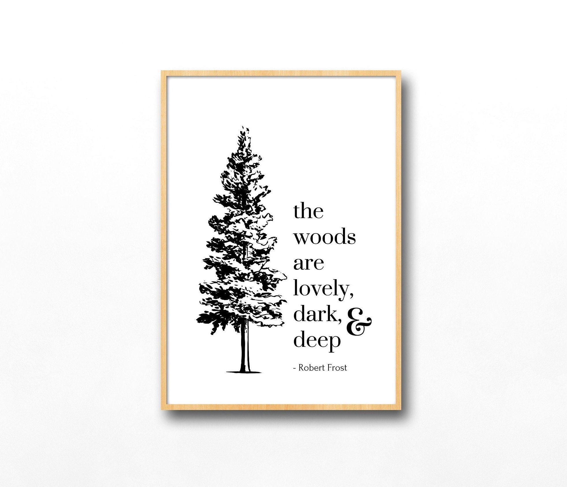 Minimal Robert Frost Poem Stopping by the Woods Literary Art, Christmas ...