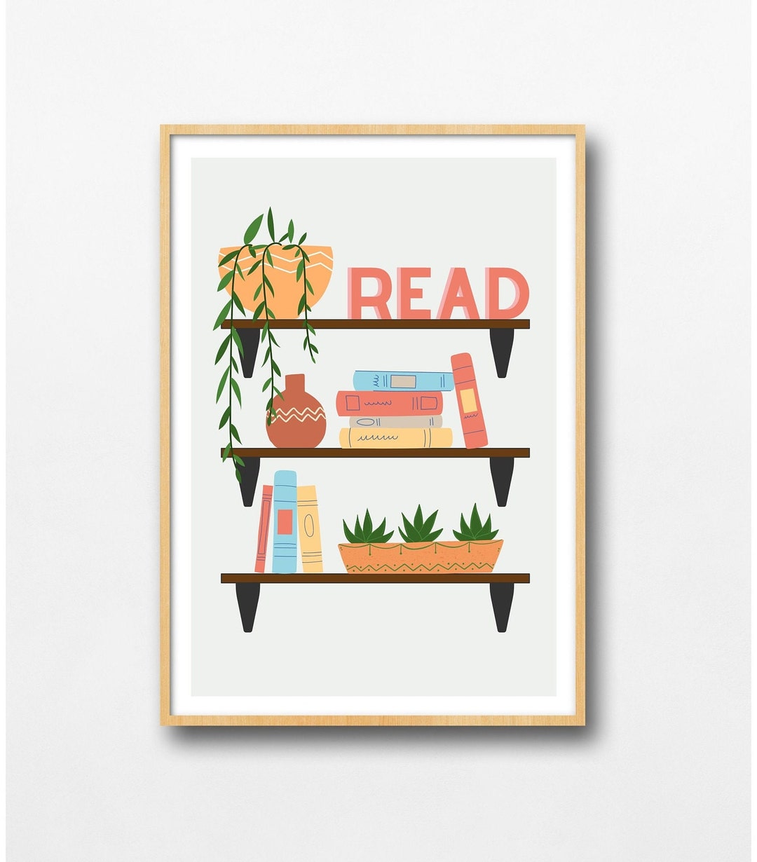 Boho Classroom Read Plant Bookshelf Poster, Motivational Elementary ...