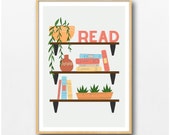 Boho Classroom Read Plant Bookshelf Poster Motivational - Etsy