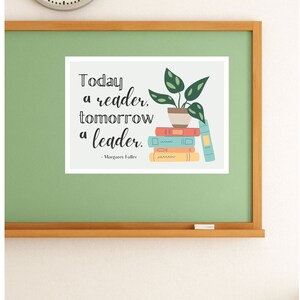 Today a Reader Tomorrow a Leader Quote Poster, Boho Classroom Plant ...