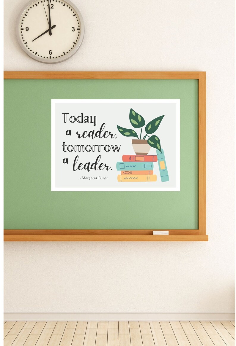 Today a Reader Tomorrow a Leader Quote Poster, Boho Classroom Plant ...