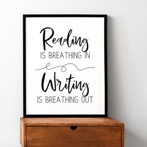 Reading is Breathing in Writing is Breathing Out Quote Poster ...