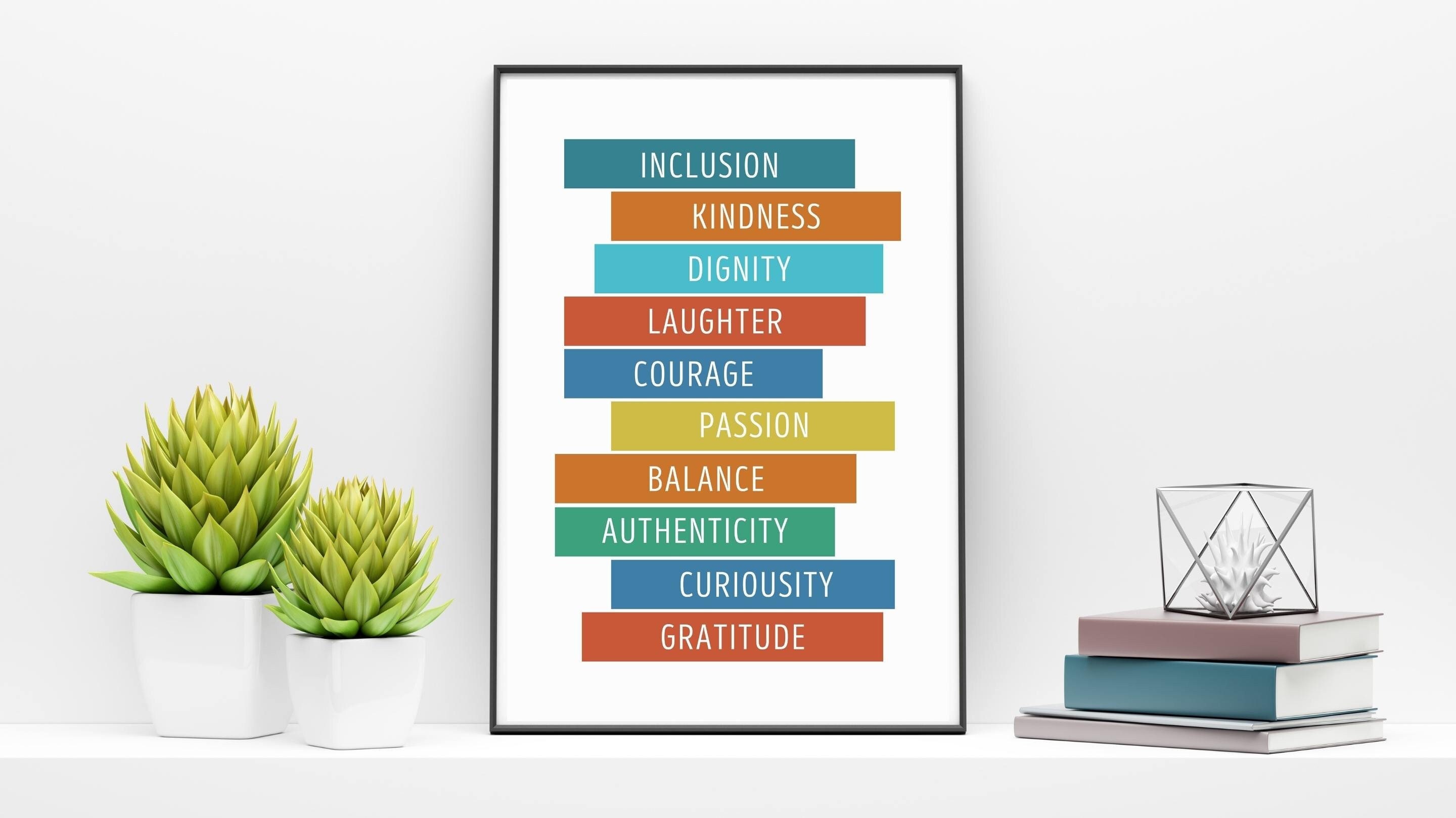 Classroom Values Colorful Book Stack Poster, Kind, Positive Reading ...
