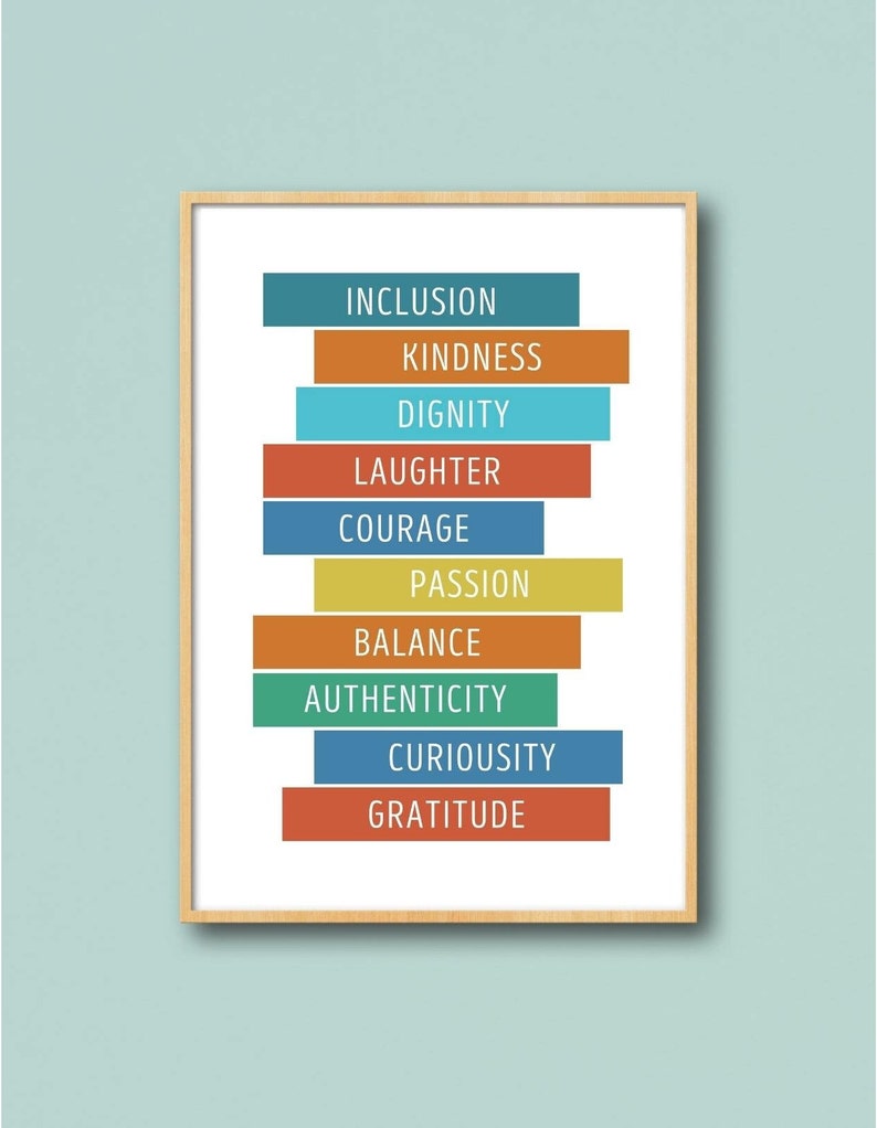 Classroom Values Colorful Book Stack Poster, Kind, Positive Reading ...