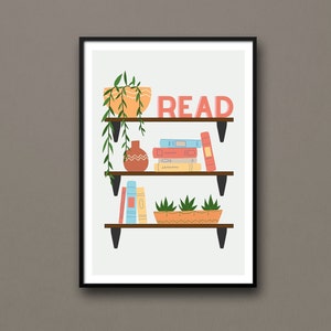 Boho Classroom Read Plant Bookshelf Poster, Motivational Elementary ...
