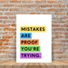 Mistakes Are Proof You're Trying Quote, Bright Colorful Classroom ...