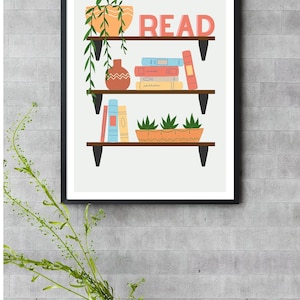 Boho Classroom Read Plant Bookshelf Poster, Motivational Elementary ...