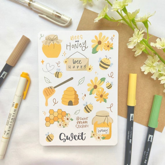 Bees and Honey Sticker Sheet - Etsy