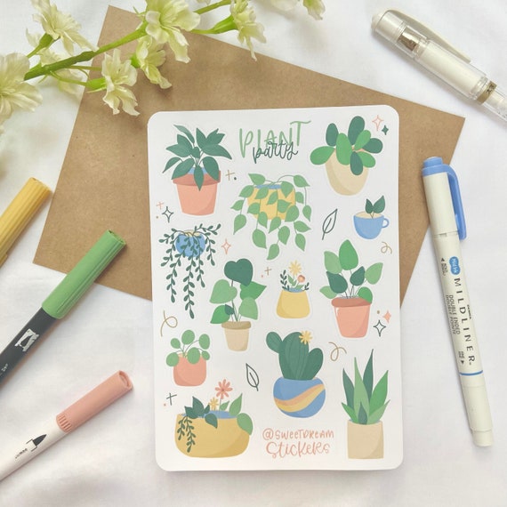 Plant Party Sticker Sheet | Etsy